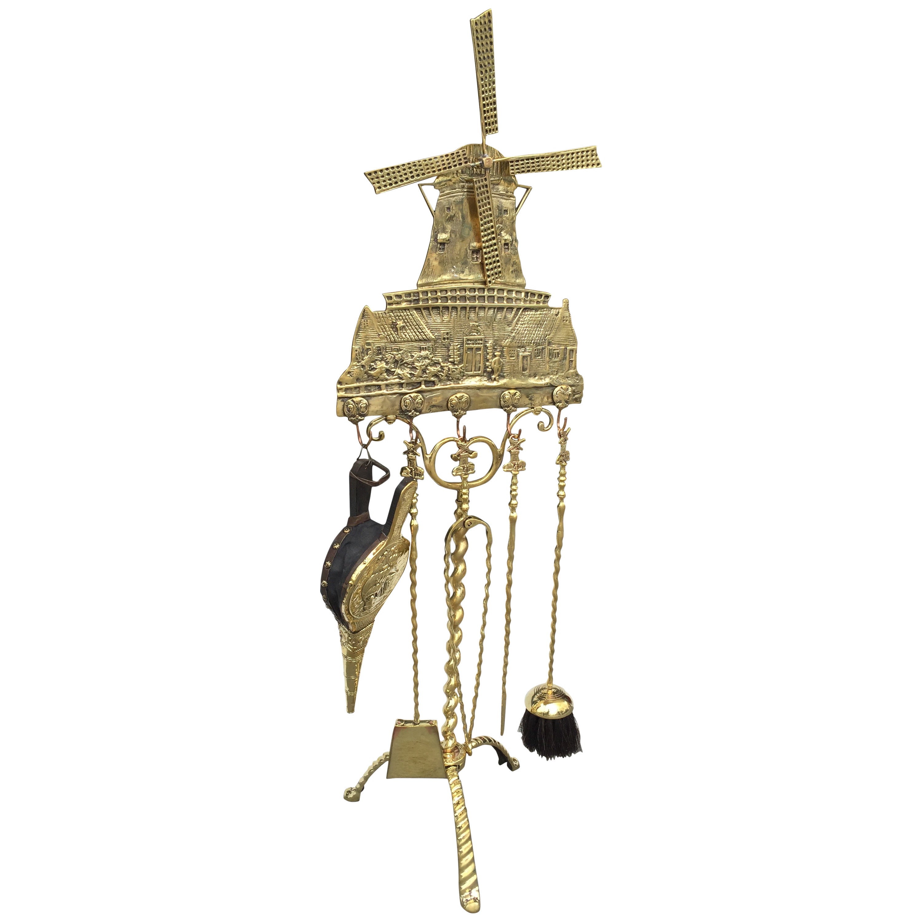 Set of Brass Fire Tools on Windmill Stand, circa 1900 at 1stDibs ...