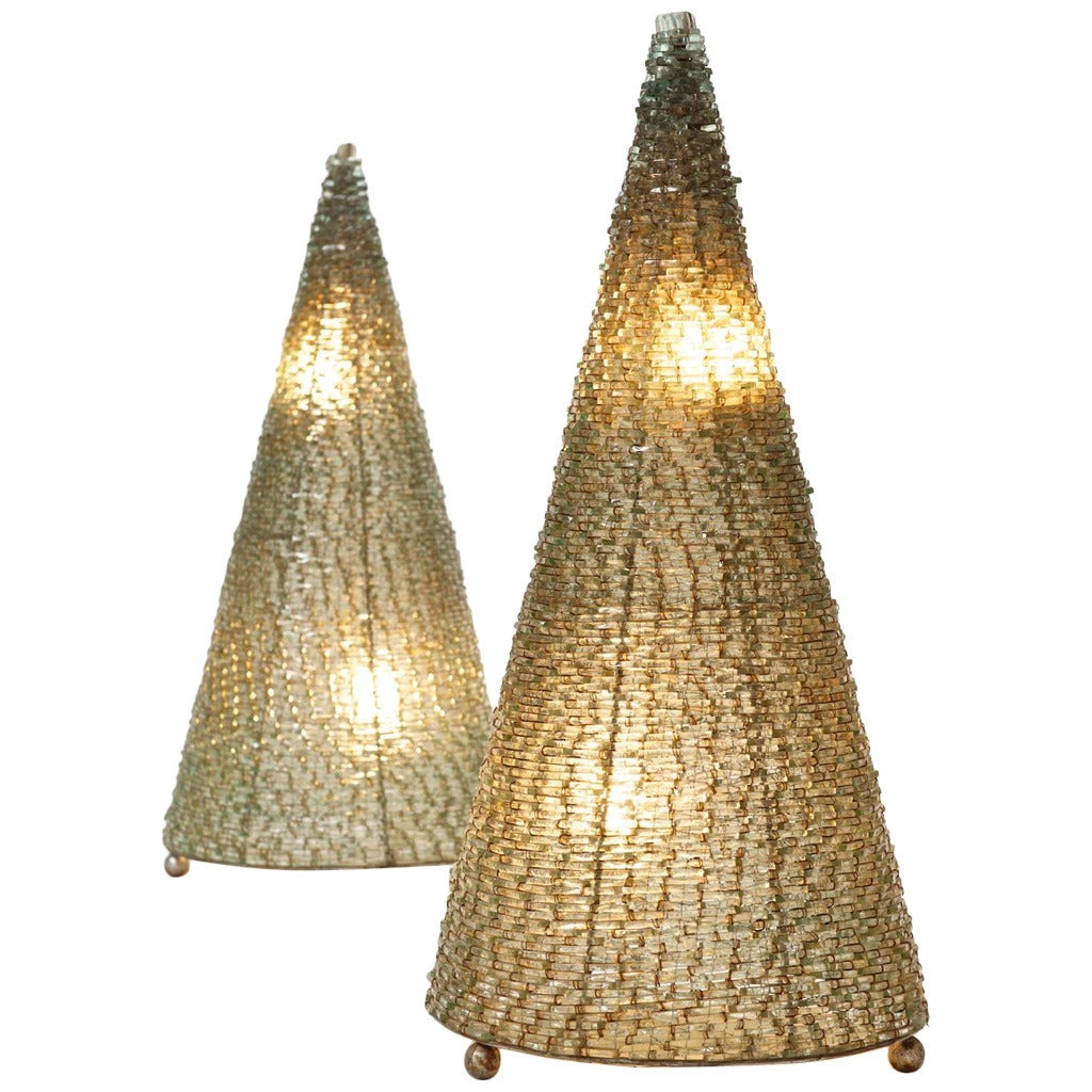 Large Pair of Conical Lights For Sale at 1stDibs