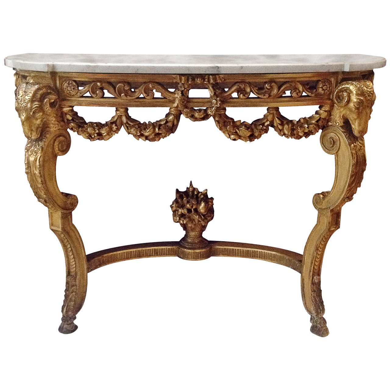 Late 19th Century Italian Gilt Wooden Console Table at 1stDibs