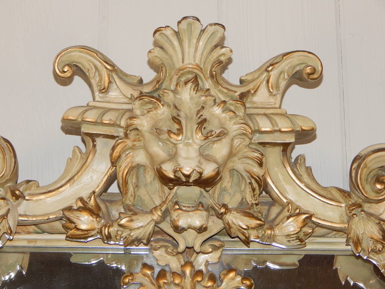 Carved Mirror with Lion's Head and Cut Glass Stars at 1stDibs