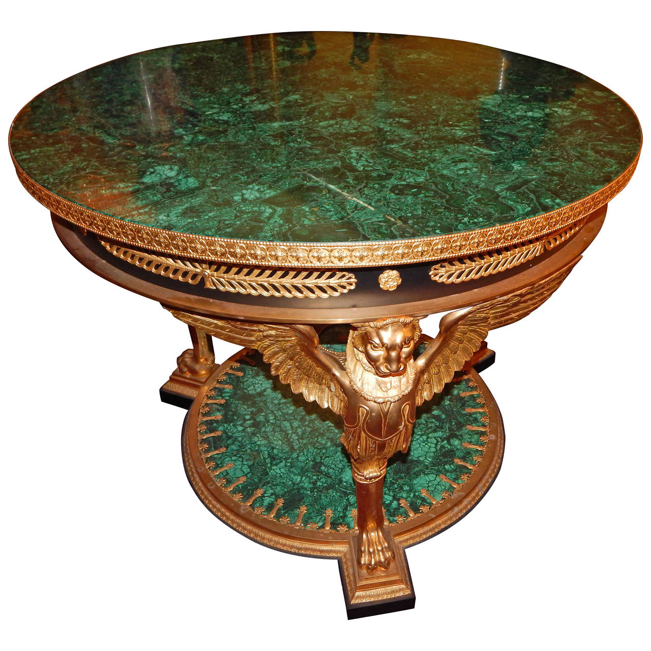 Russian Empire Style Bronze Mounted Malachite Centre Table For Sale at ...