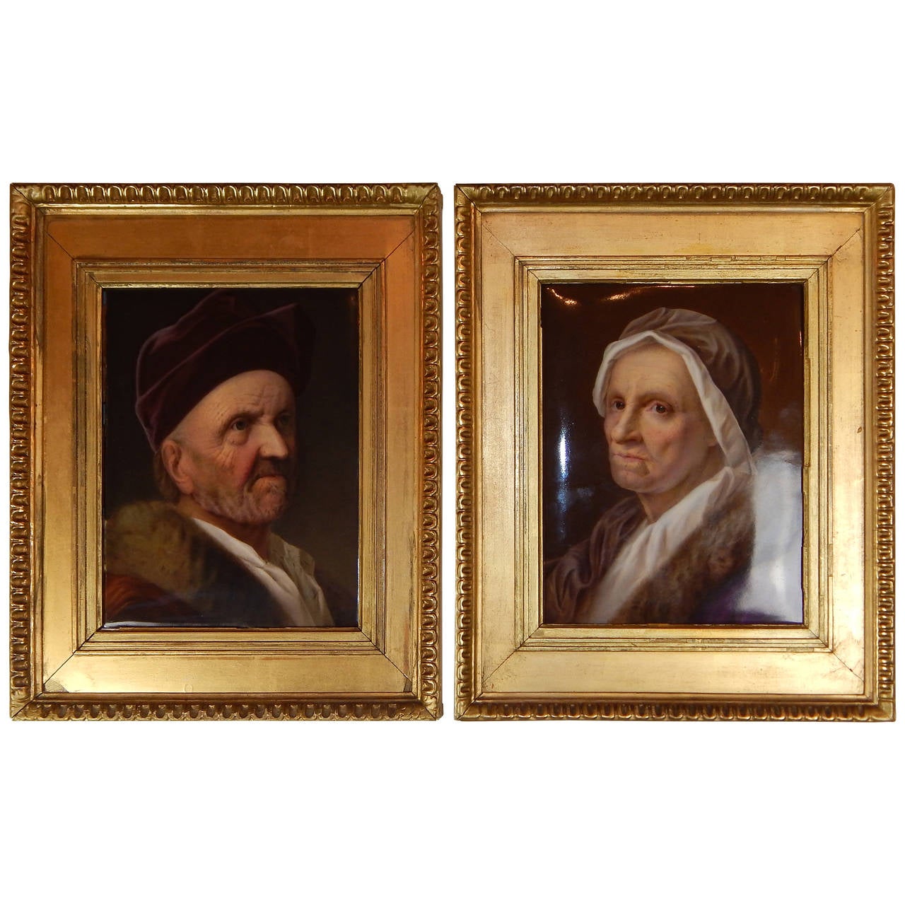 Pair of Large Framed KPM Porcelain Plaques at 1stDibs