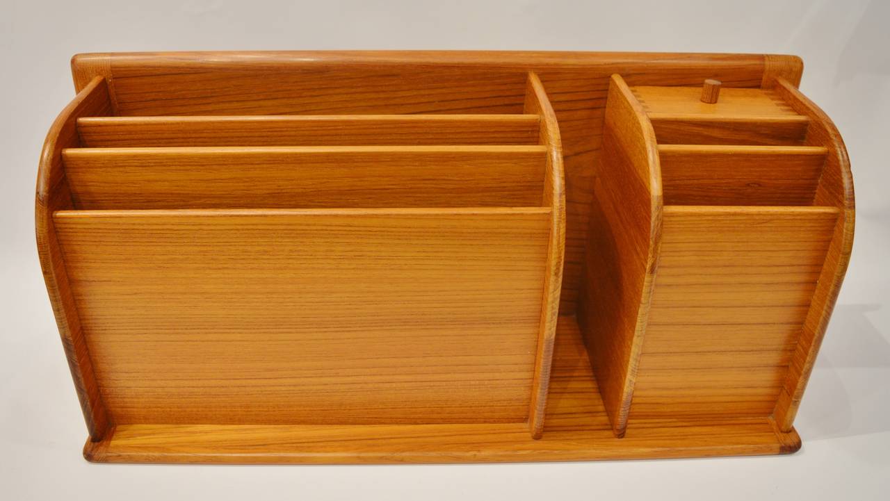 Danish Modern Solid Teak Desk Organizer by Kai Kristiansen at 1stdibs