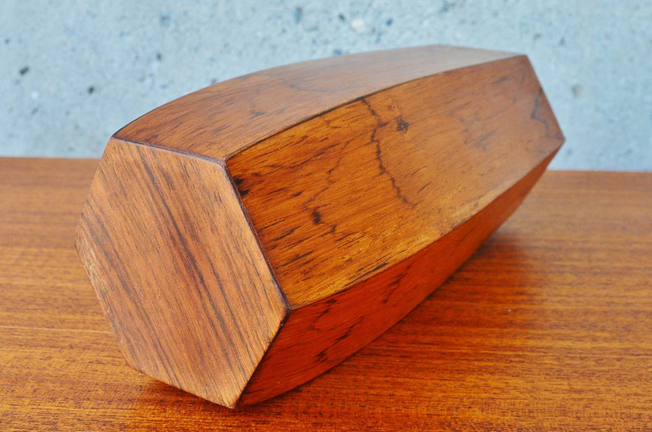 Danish Modern Rosewood Hexagonal Vase For Sale at 1stDibs