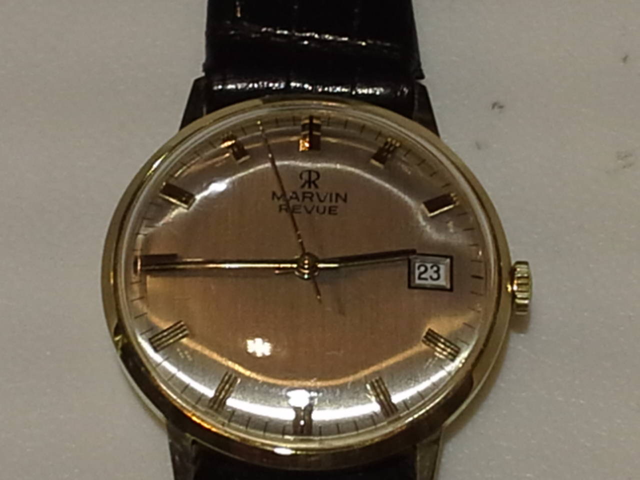 Marvin Revue Day or Date Gold Wristwatch with Original Bracelet in ...