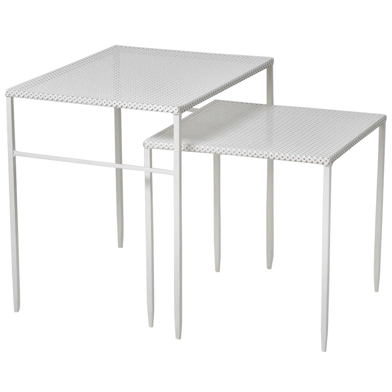 White Perforated Metal 1950s Side Tables at 1stDibs