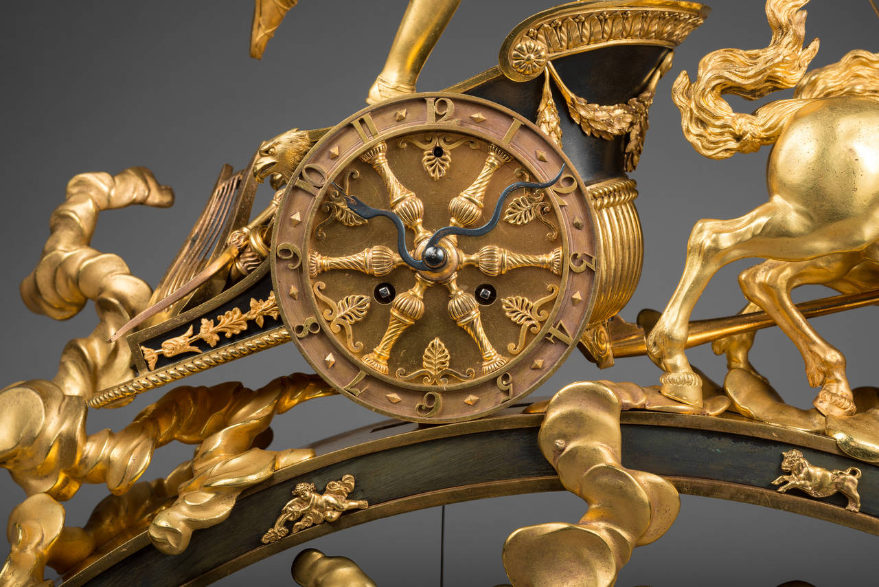 Empire Apollo Chariot Clock by Thomire For Sale at 1stDibs