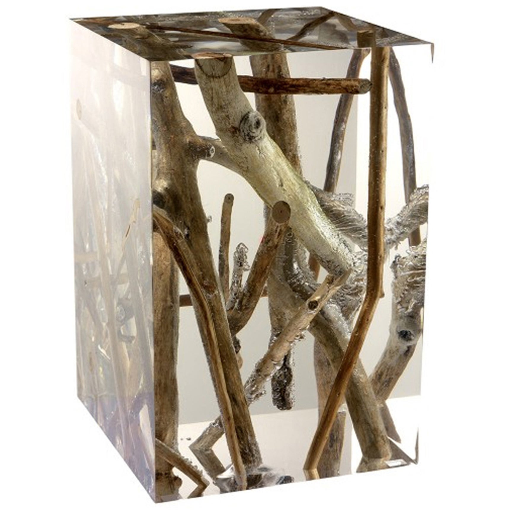 Side Table in Acrylic Glass and Floated Wood, Kisimi at 1stDibs