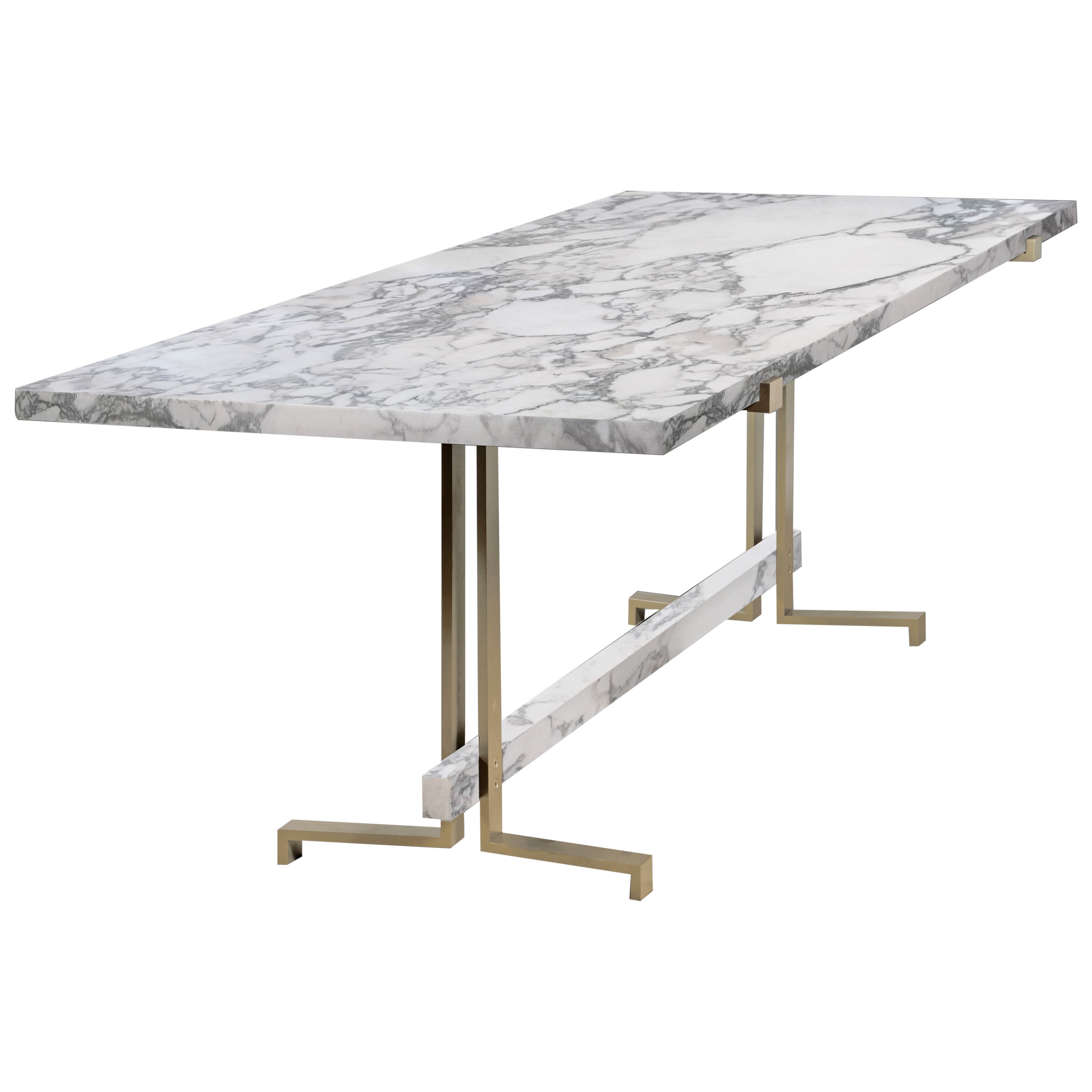 21st Century High Table in Soft Arabescato Marble, Limited Edition ...