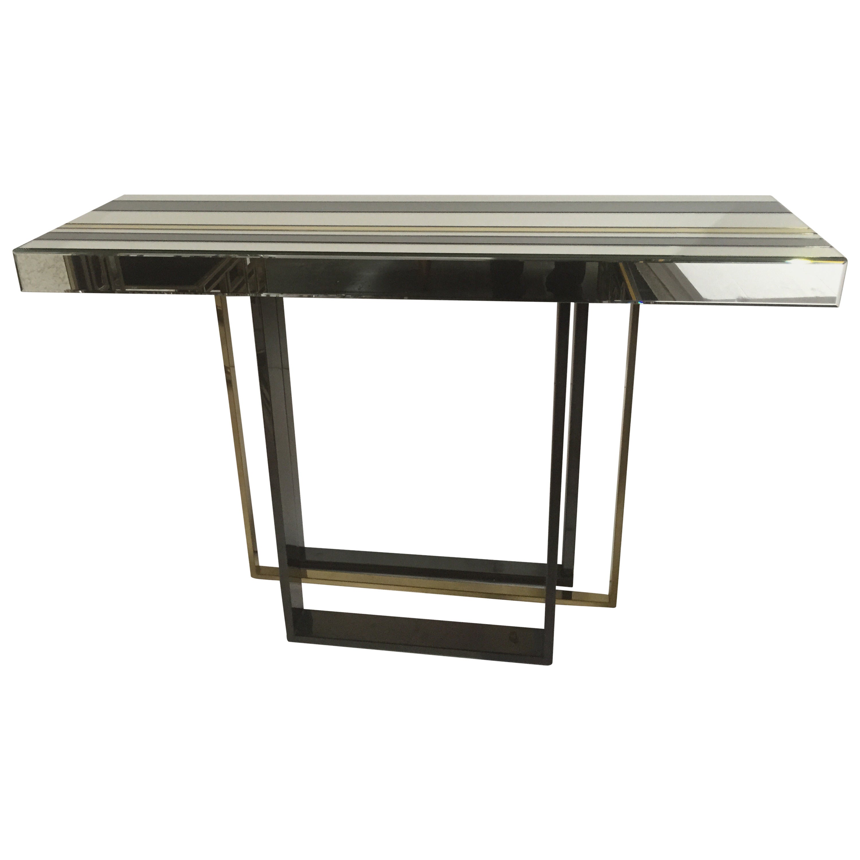 Milo Baughman Style Mirrored Console For Sale at 1stDibs