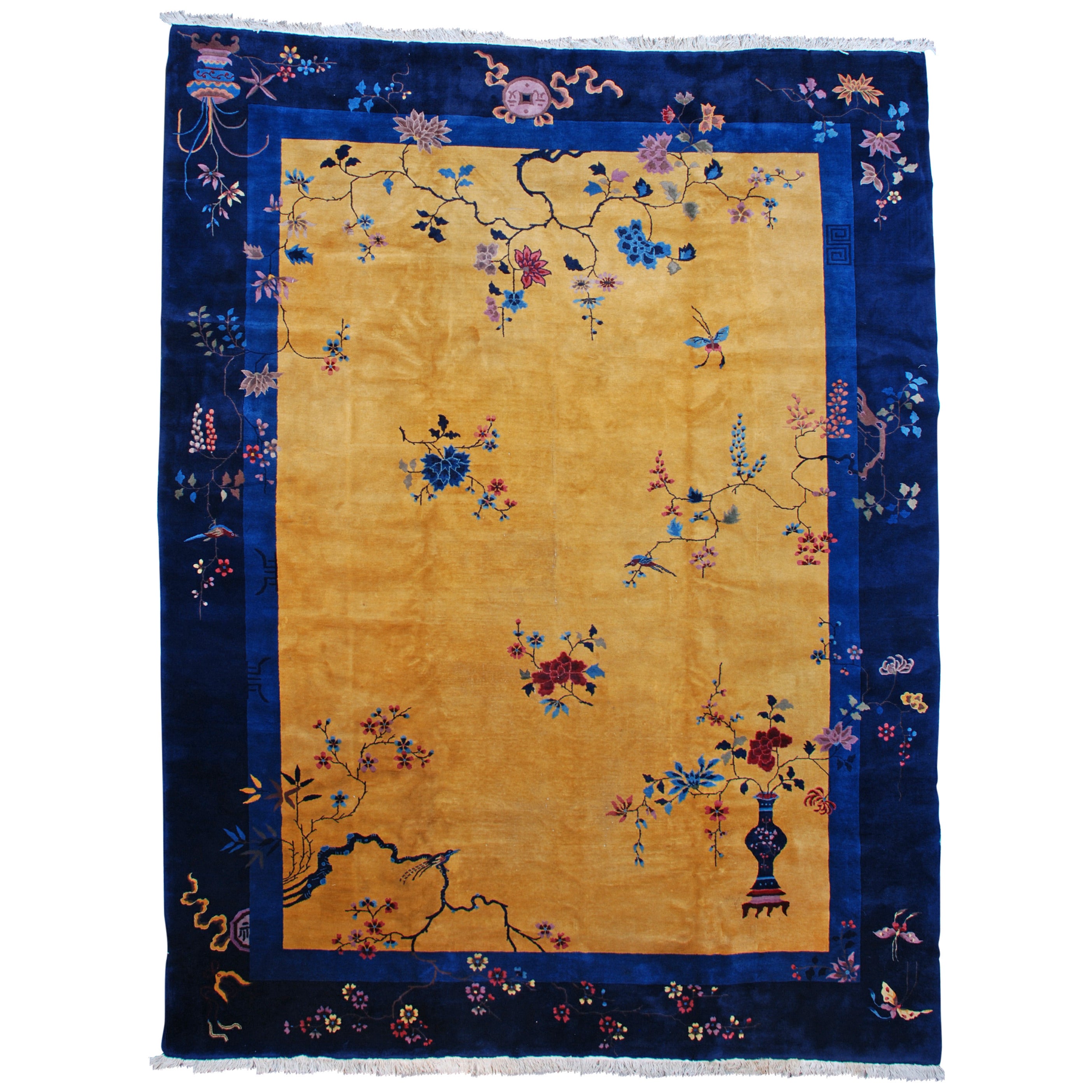 Vintage Art Deco Mandarin Chinese Oriental Rug For Sale at 1stDibs