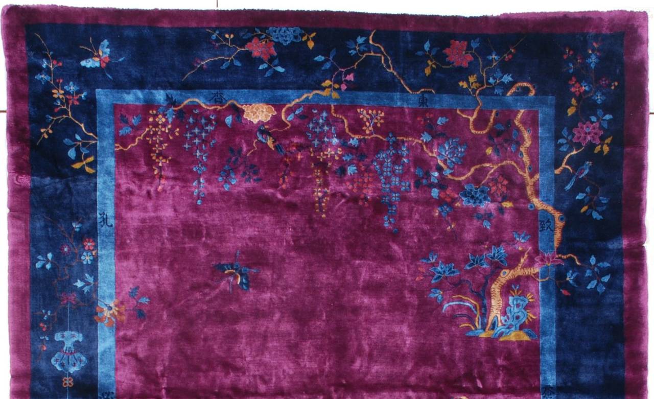 Art Deco Mandarin Chinese Antique Oriental Rug For Sale at 1stDibs