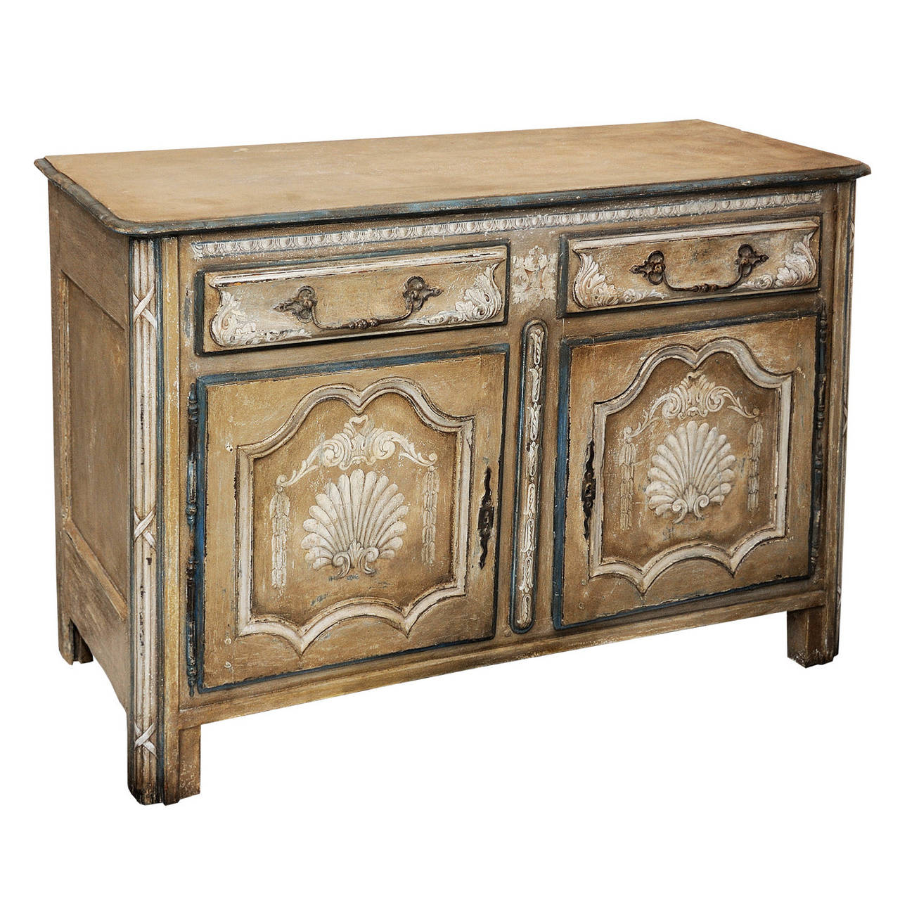 Painted French Louis XVI 18th Century Cupboard Buffet with Shell Motif ...