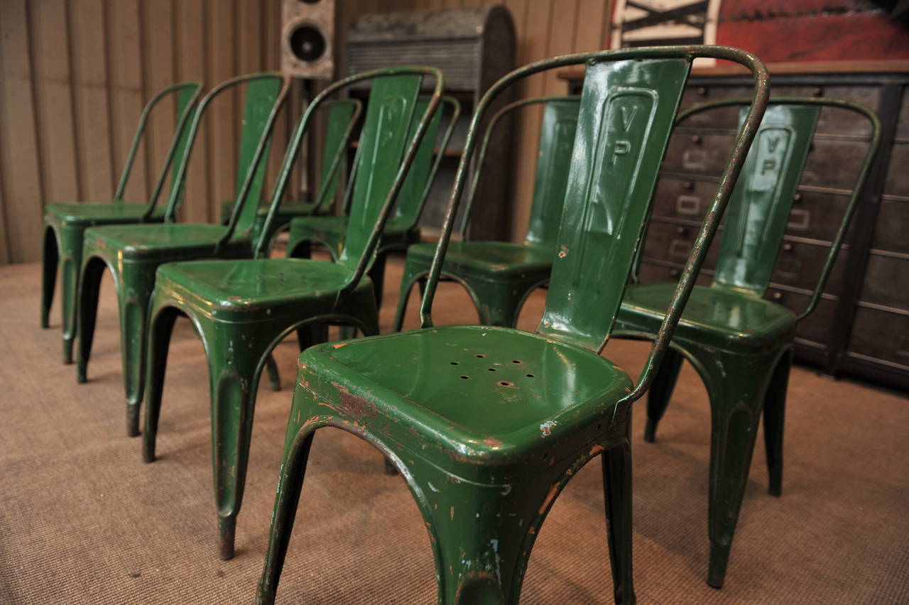 Vintage Tolix "A" Chairs, circa 1940, Printed with Letters VL at 1stDibs