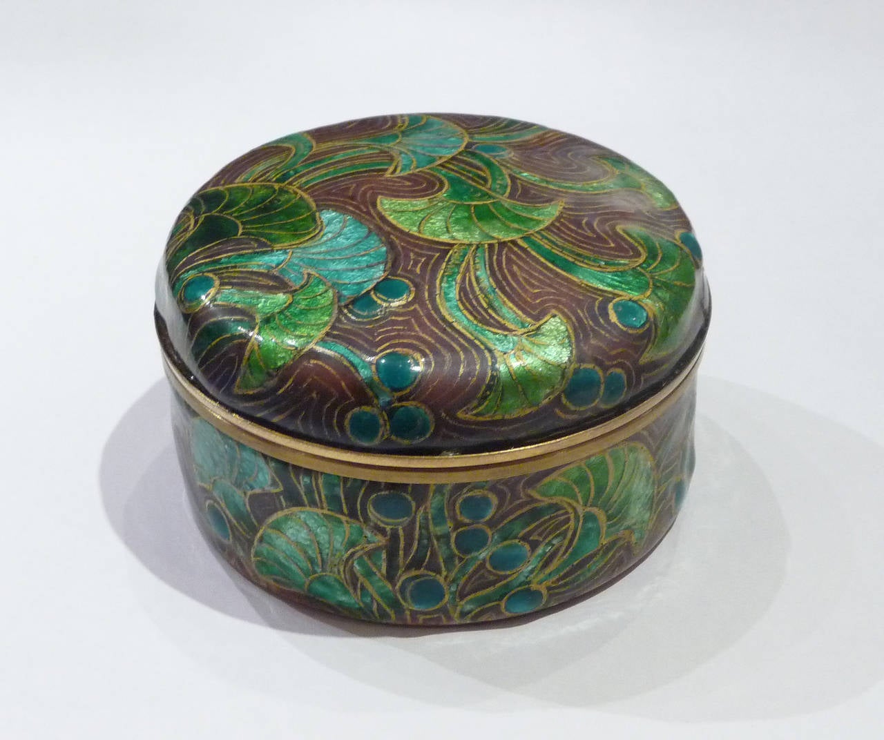 Art Nouveau Enameled Copper Box Decorated with Papyrus Leaves For Sale ...