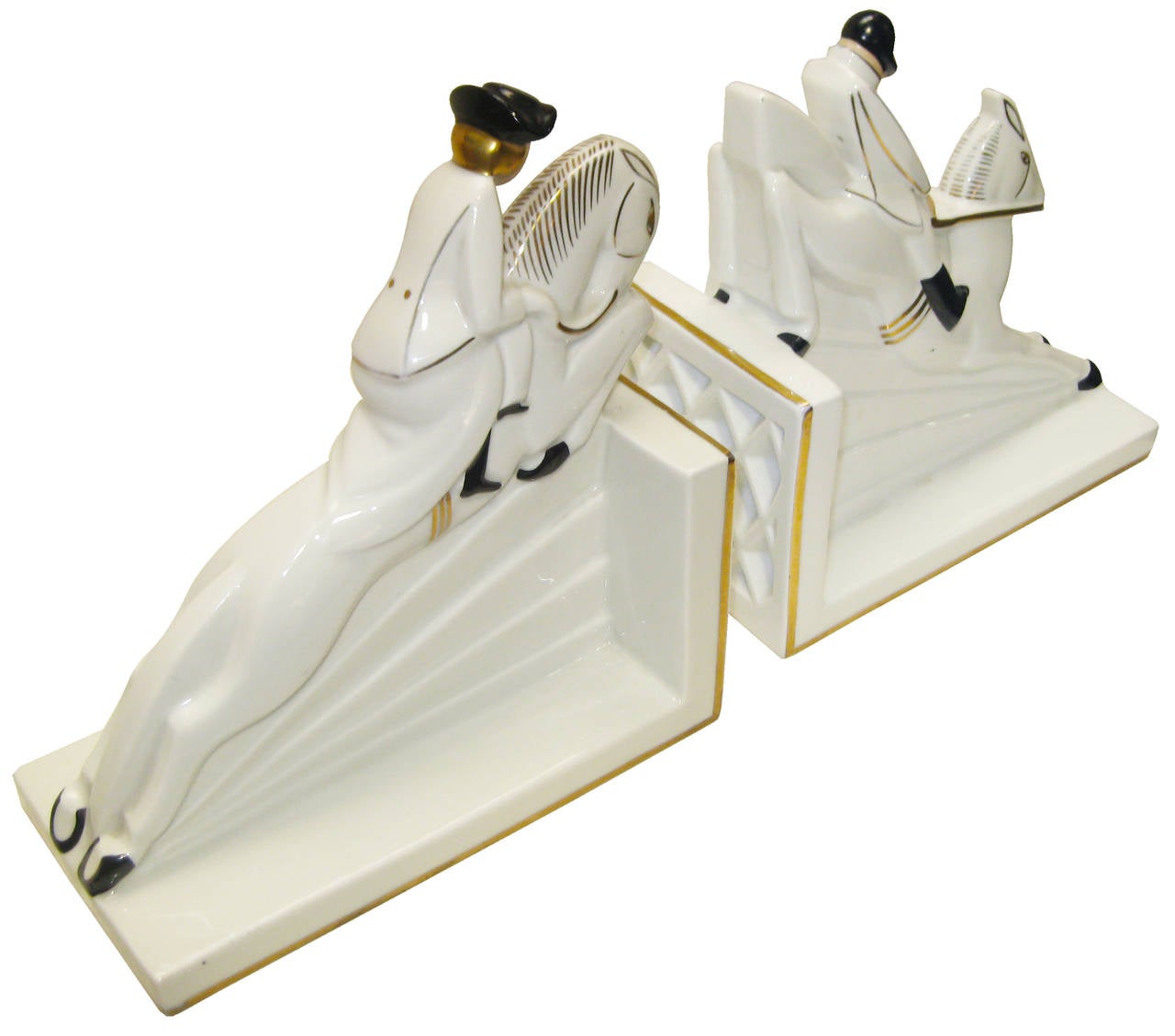 Pair of Porcelain Bookends Signed by the Atelier Robj, Paris, France ...