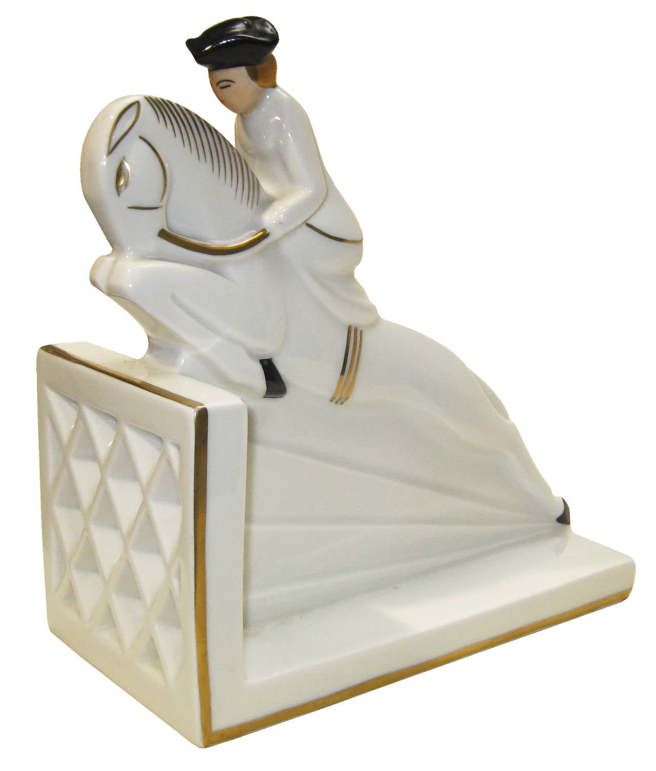 Pair of Porcelain Bookends Signed by the Atelier Robj, Paris, France ...