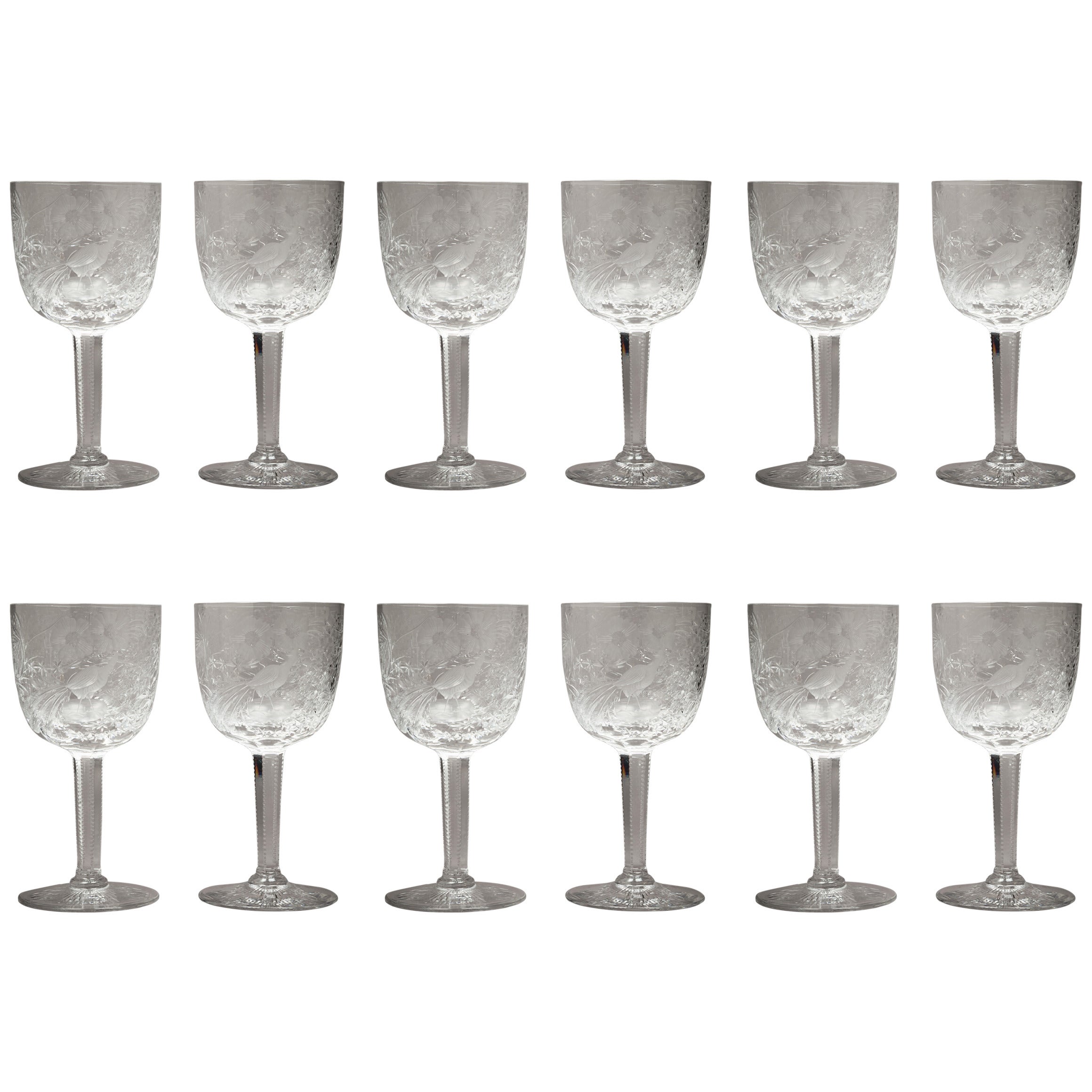 Set of 14 Steuben Handblown Crystal Baluster Water Goblets #7877, circa ...