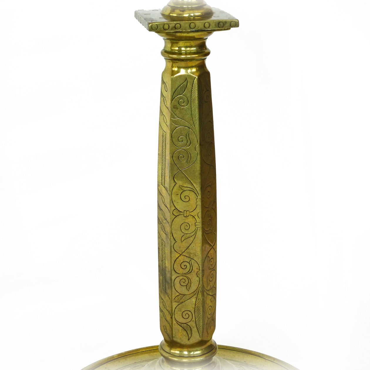 Pair of Fine Engraved Flemish 16th Century Brass Candlesticks, circa ...