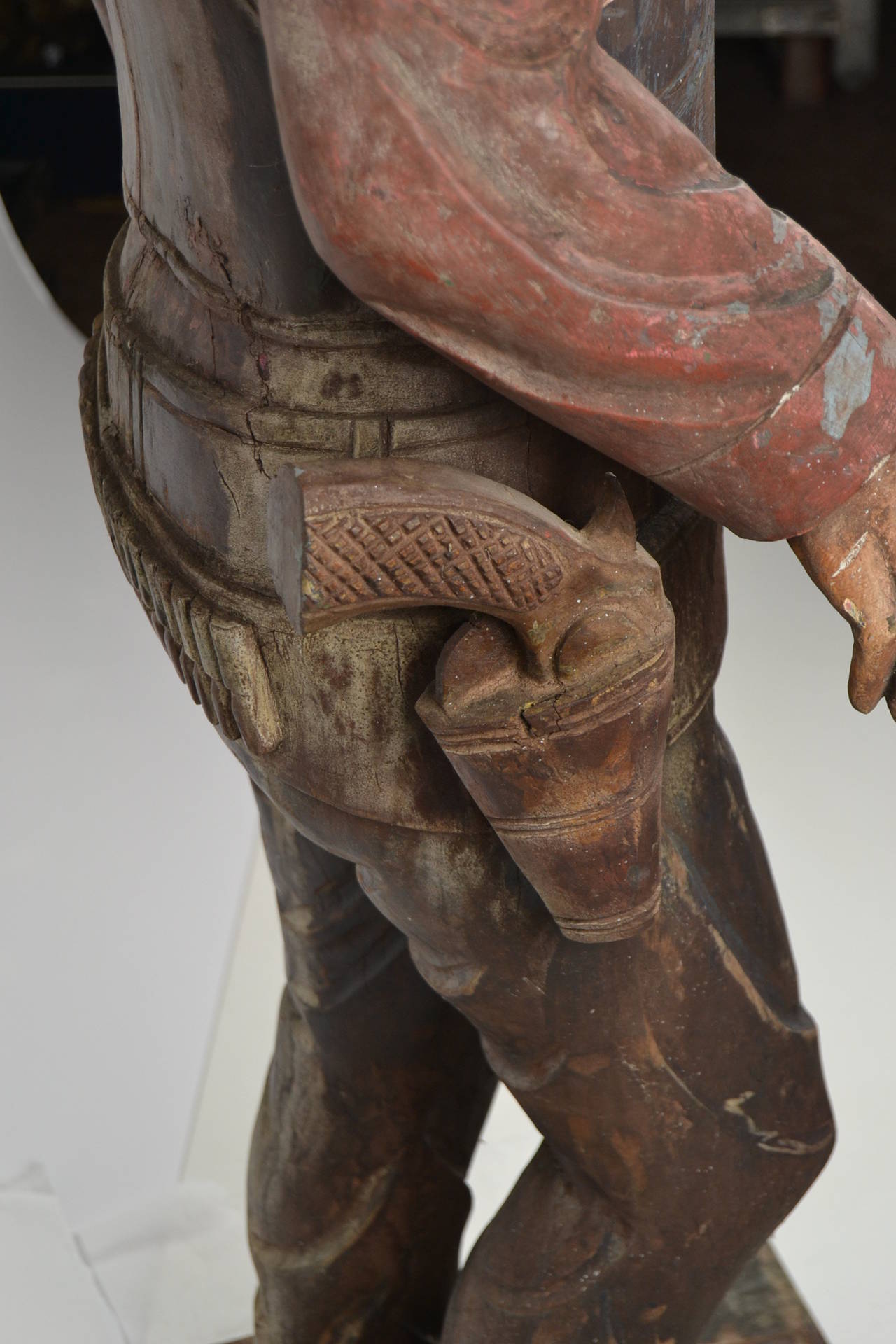 Antique Hand-Carved Wooden Cowboy Sculpture at 1stDibs