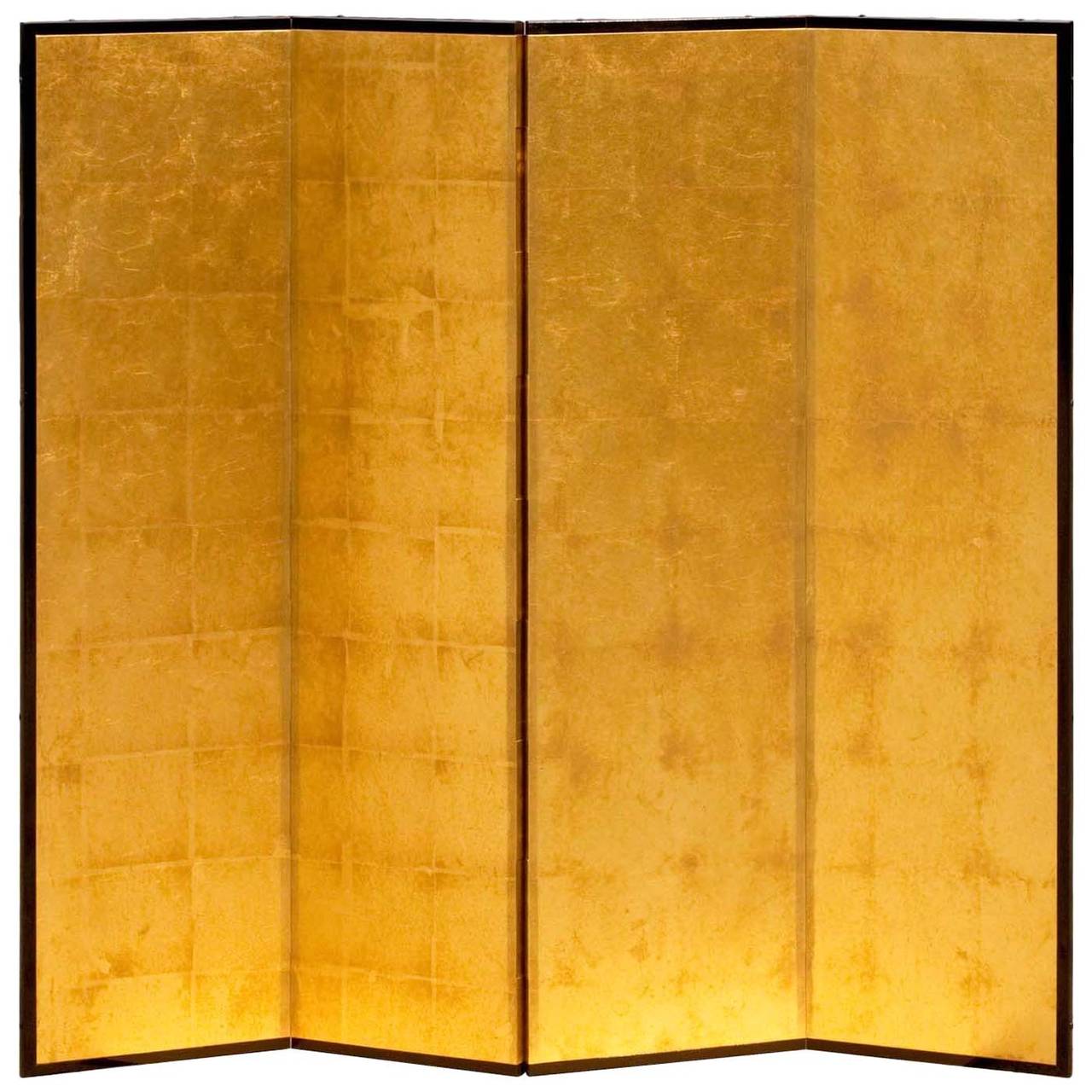 Gold Leaf Four-Panel Screen For Sale at 1stDibs