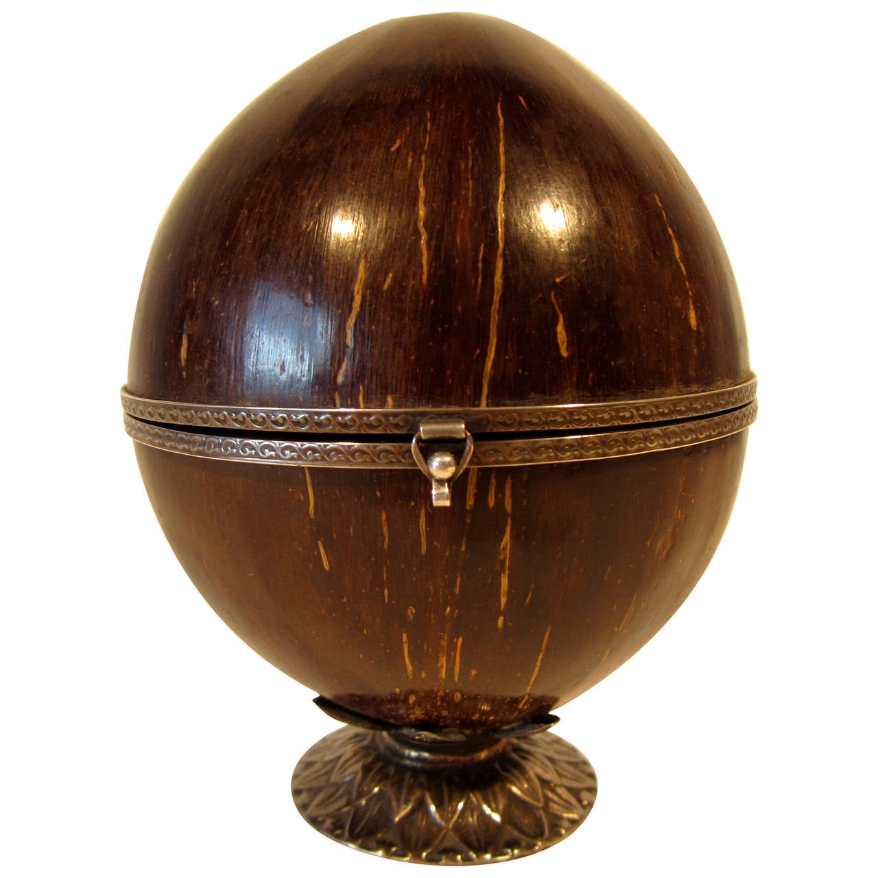 Silver Mounted Coconut Box at 1stDibs
