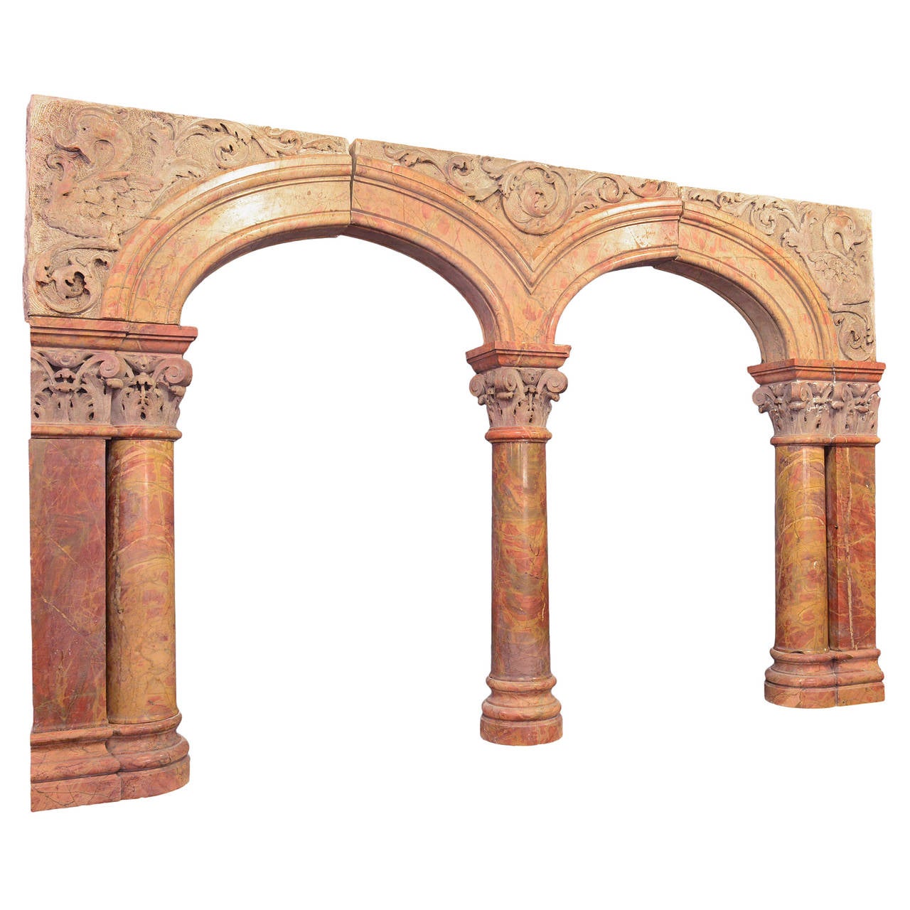 Carved French Marble Double Arch from the RB Mellon Estate at 1stDibs