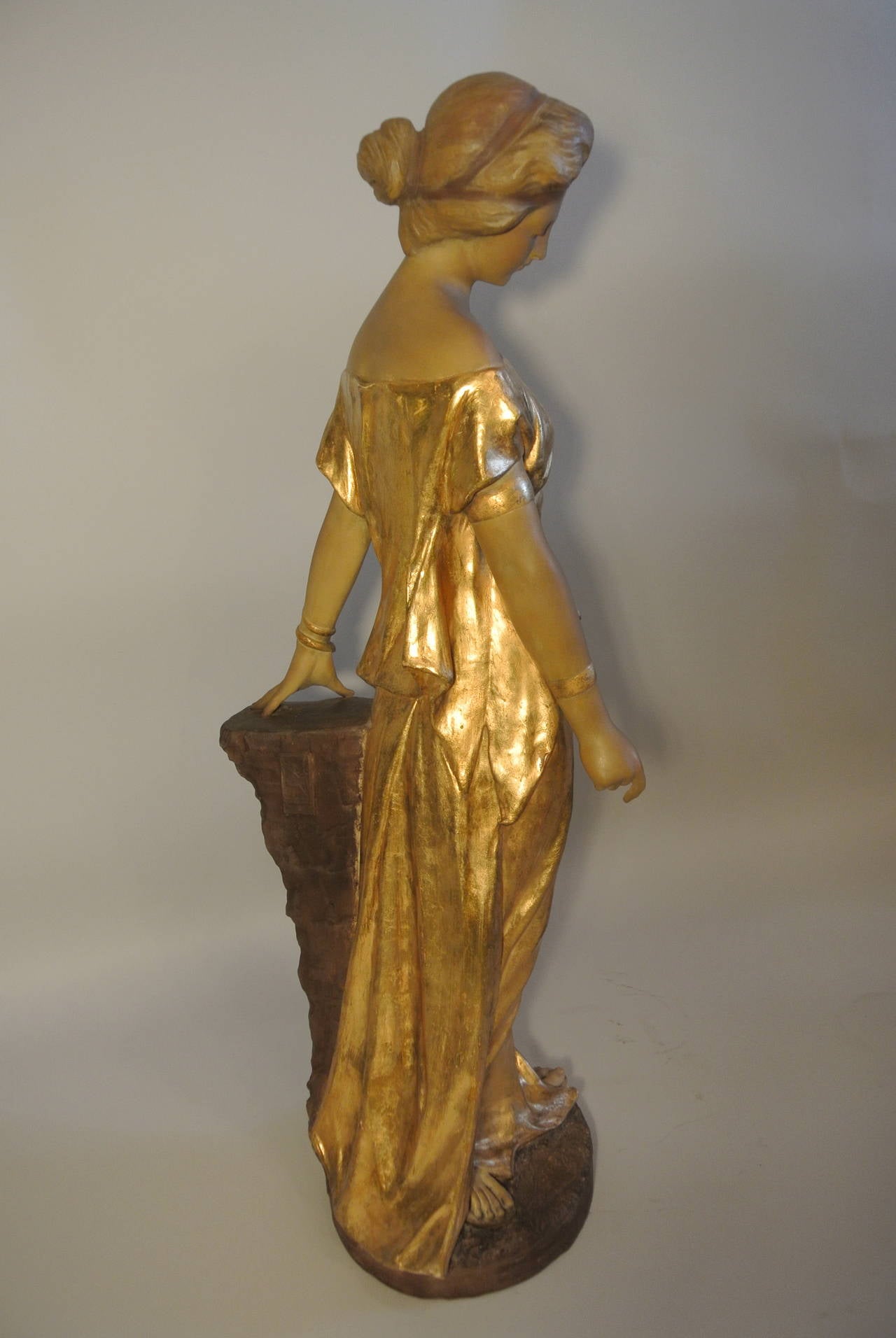 Goldscheider Terracotta Dressed in a Golden Dress, 20th Century For ...
