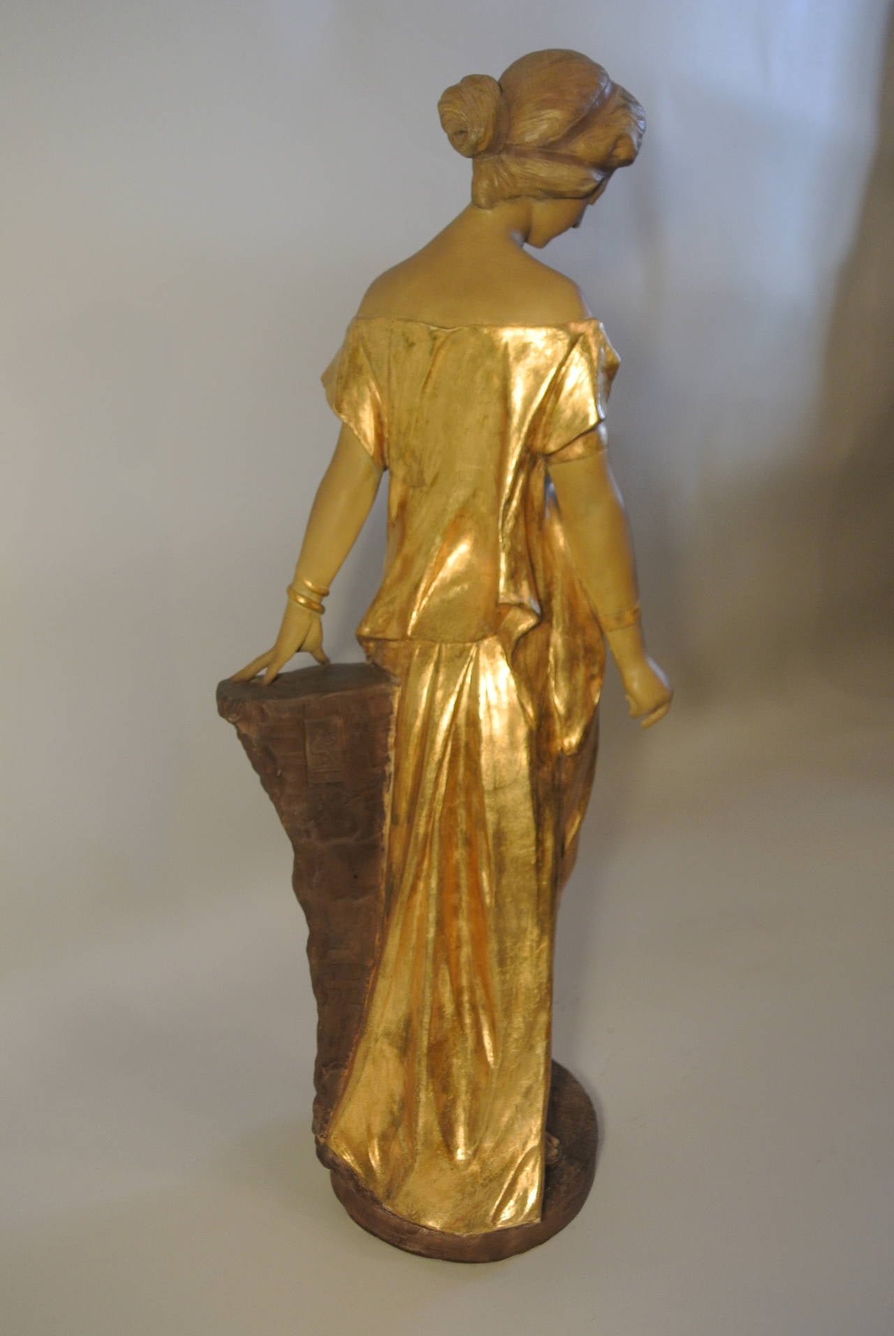 Goldscheider Terracotta Dressed in a Golden Dress, 20th Century For ...