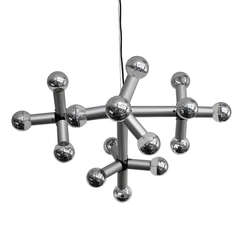 Robert Haussman Light Structure Aluminum Molecule Chandelier at 1stDibs