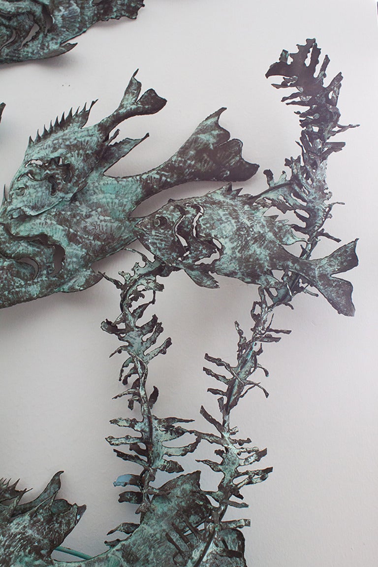 Large Brutalist Bronze Fish Wall Sculpture by Larry Hoff at 1stDibs