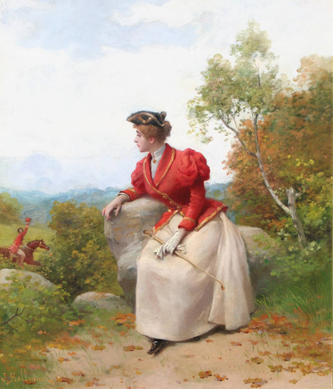 Hunt Painting by Jules Ballavoine For Sale at 1stDibs