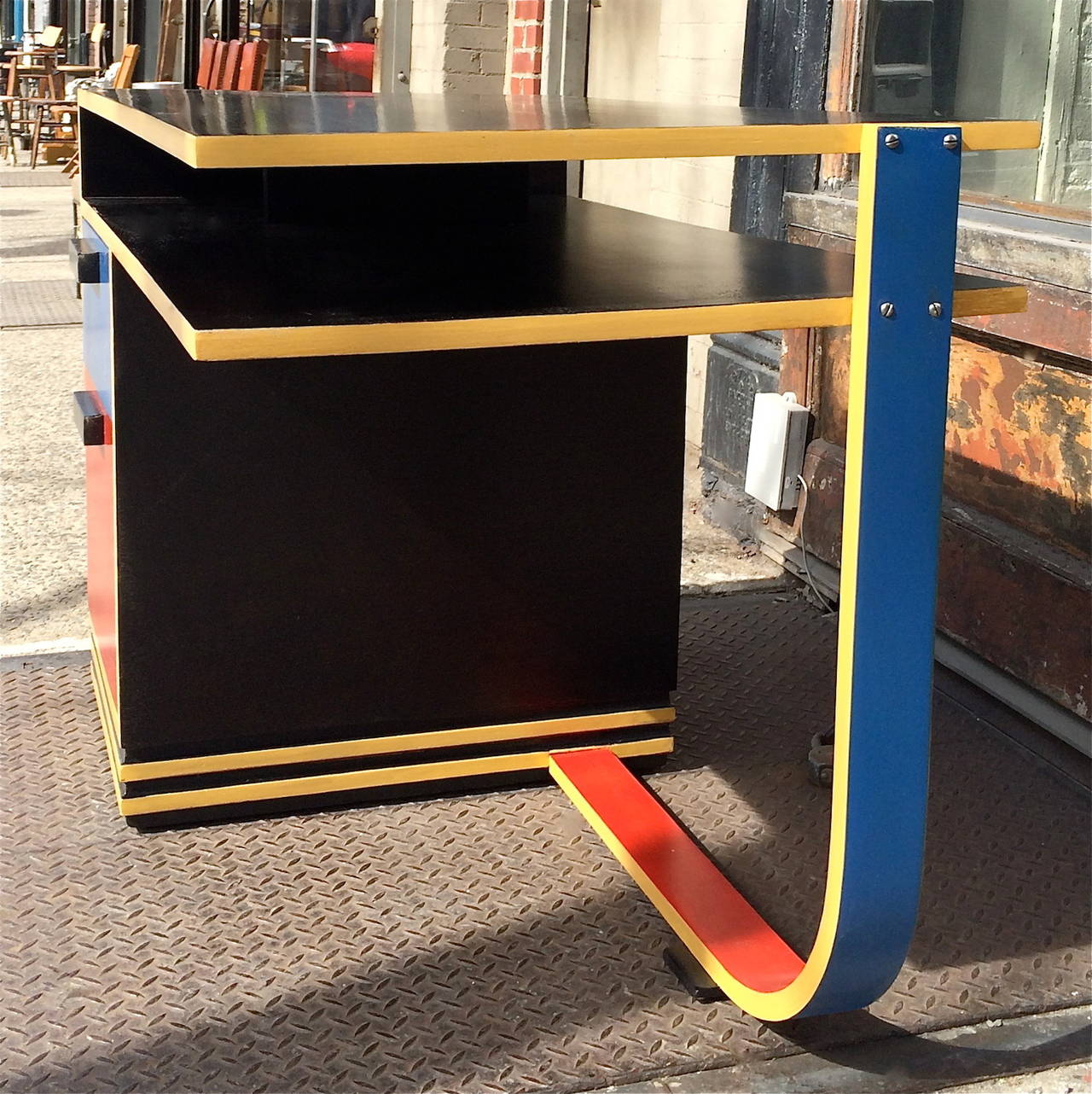 Color Block Mid-Century Desk in the Manner of Gerrit Rietveld at 1stDibs