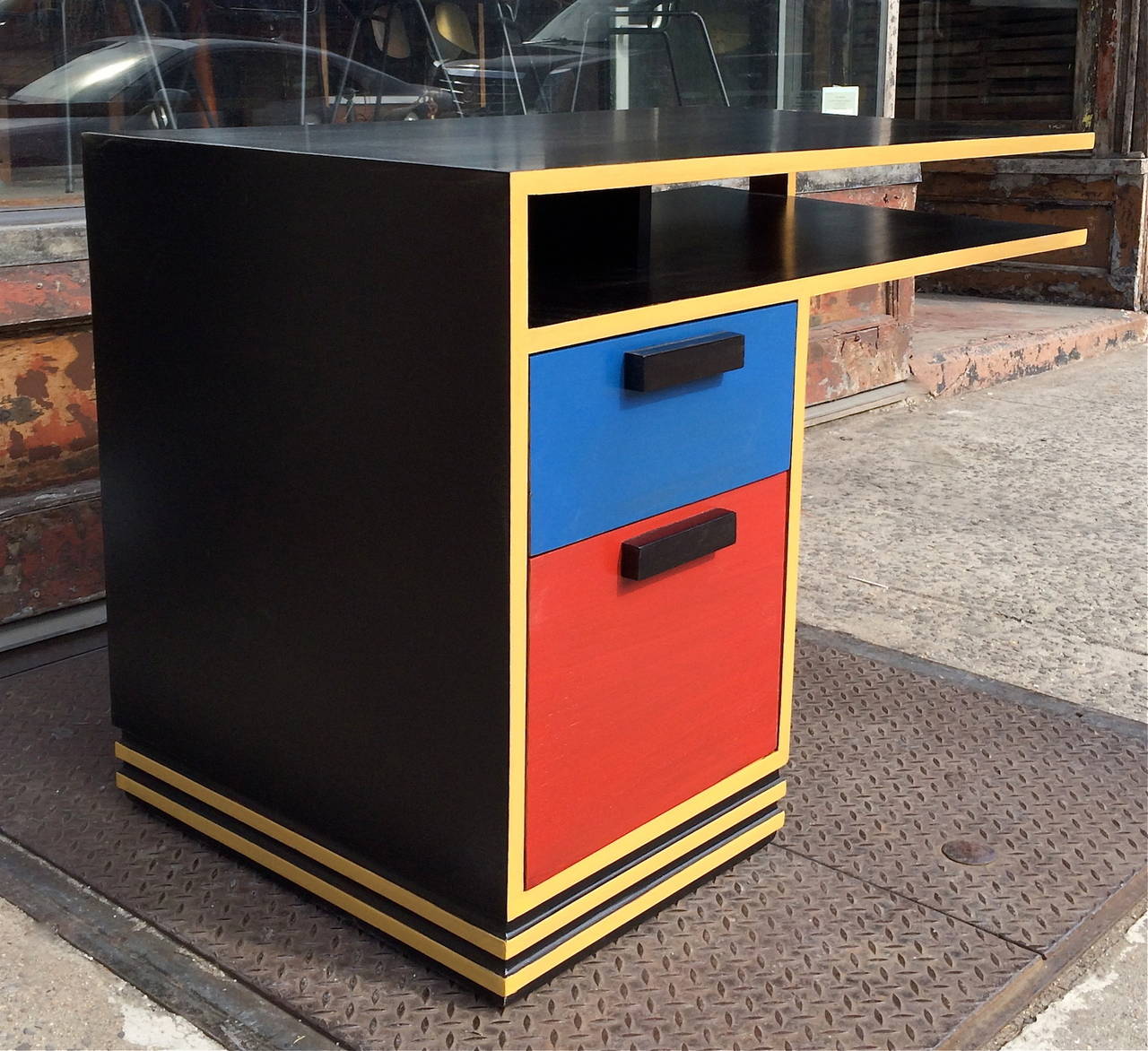 Color Block Mid-Century Desk in the Manner of Gerrit Rietveld at 1stDibs