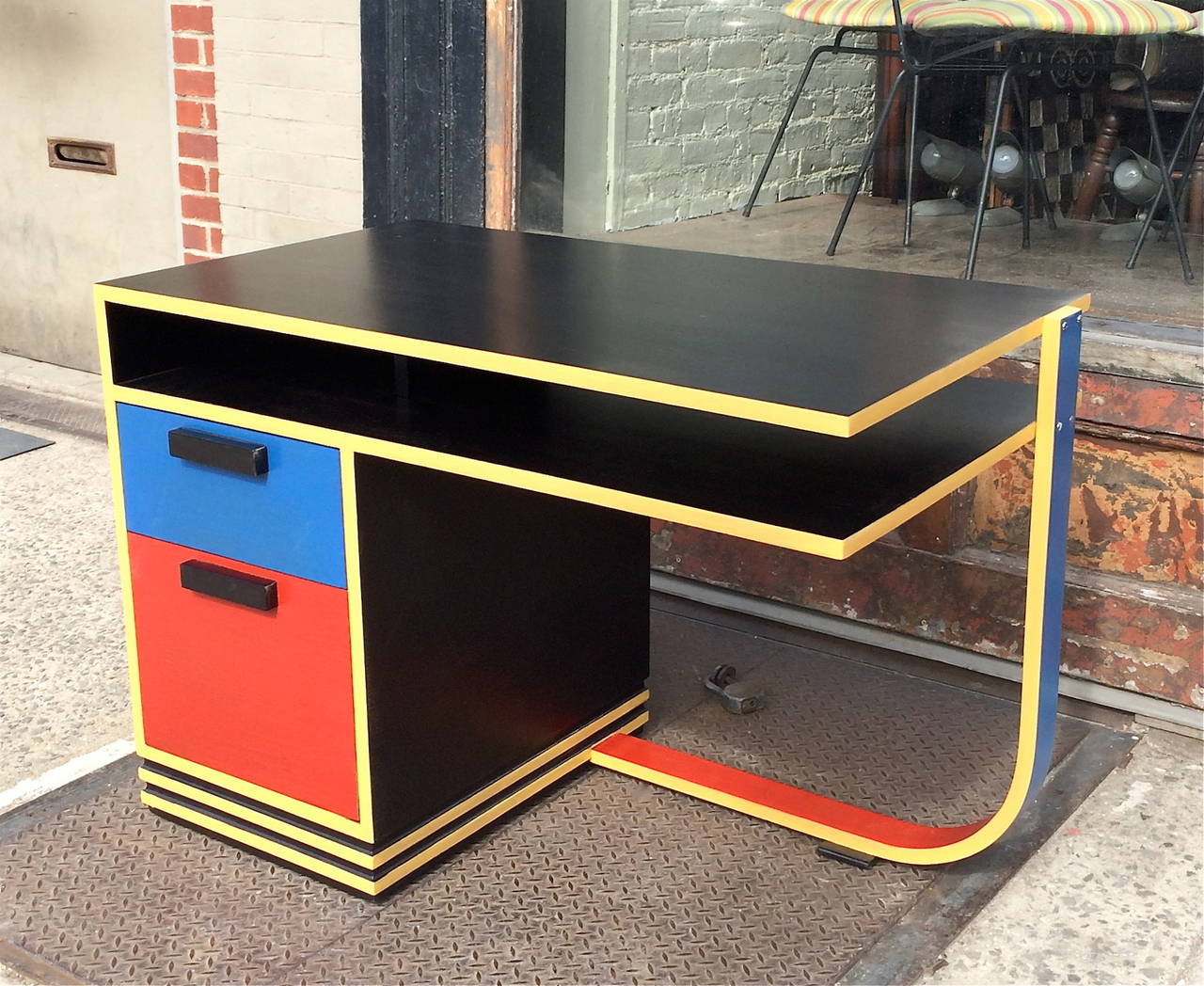 Color Block Mid-Century Desk in the Manner of Gerrit Rietveld at 1stDibs