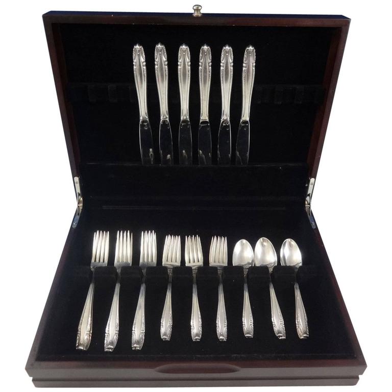 Stradivari by Wallace Sterling Silver Flatware Set Service 24 Pieces at ...