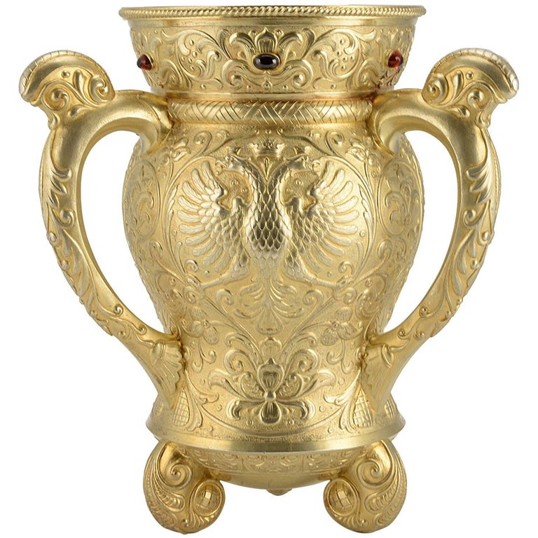 19th Century Russian Imperial Gem-Set Gilded Silver Trophy Cup by ...