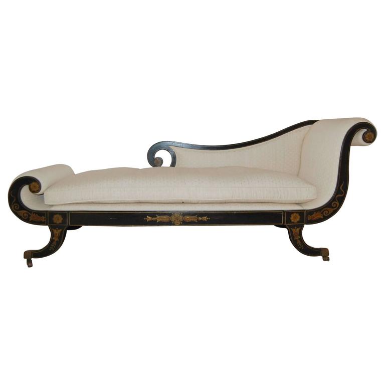 20th Century Black Lacquered and Decorated Recamier at 1stDibs