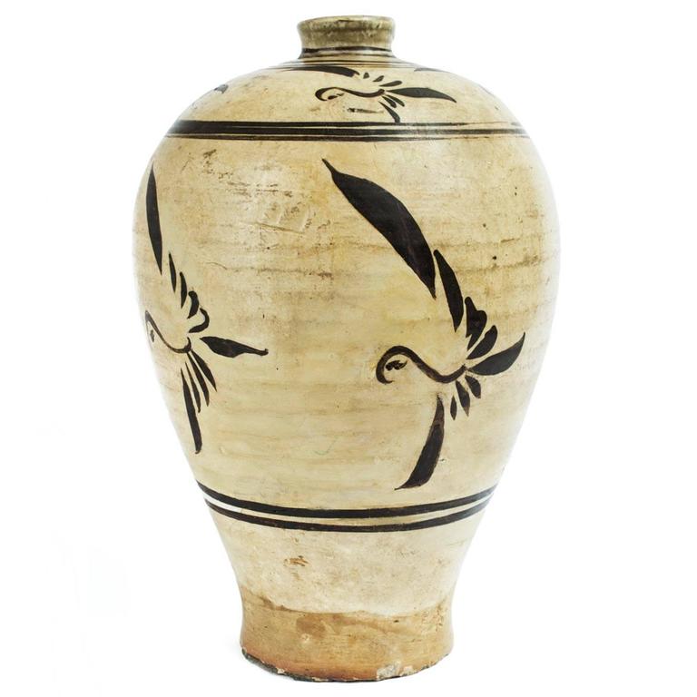19th Century Chinese Meiping Cizhou Vase with Birds at 1stDibs