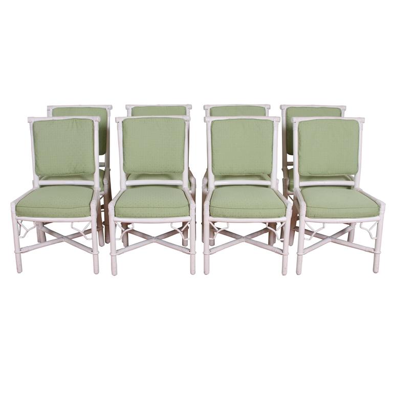 Set of Eight Mid-Century Painted Rattan Chairs at 1stDibs