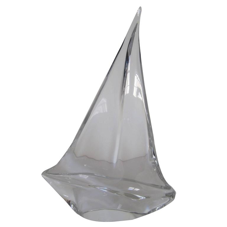 Substantial Daum Crystal Sailboat Yacht Sculpture at 1stDibs | crystal ...