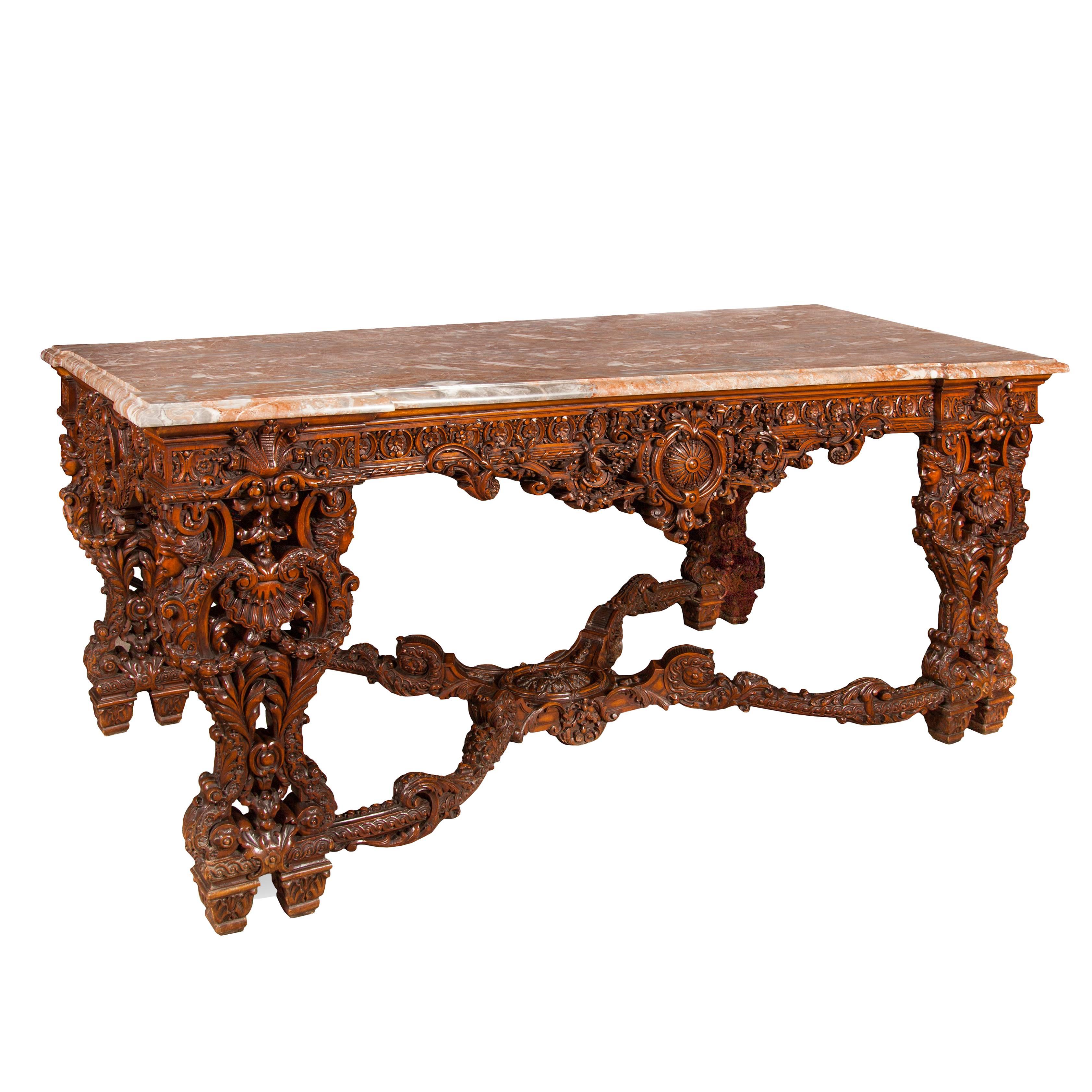 Large Table Top Inlaid with Specimen Marble Samples at 1stDibs