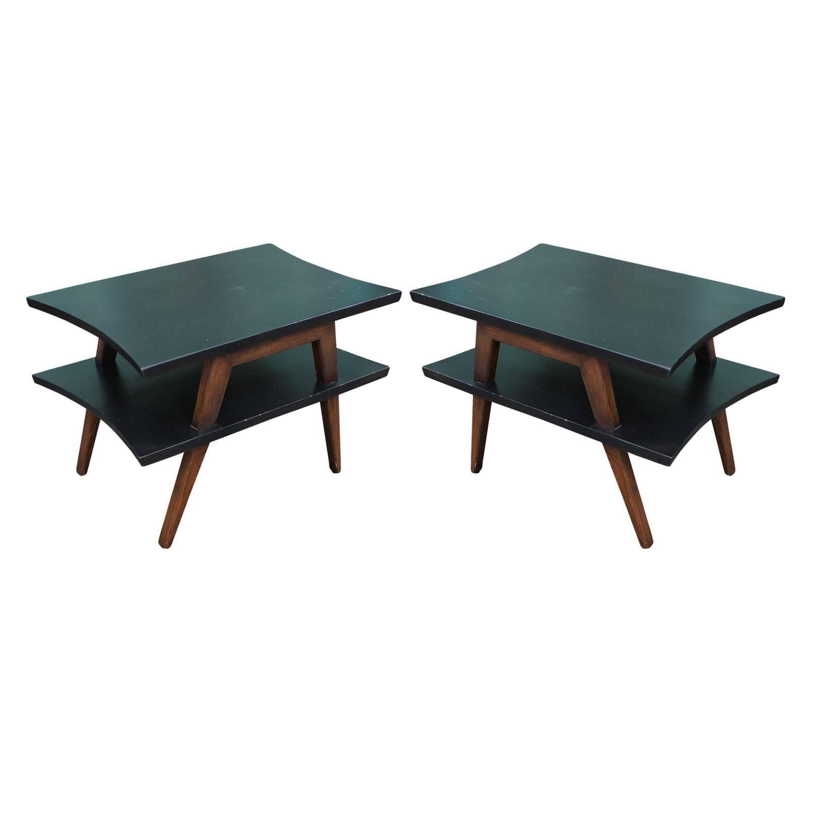 Pair of Sculptural Style Two-Tone Side Tables at 1stDibs