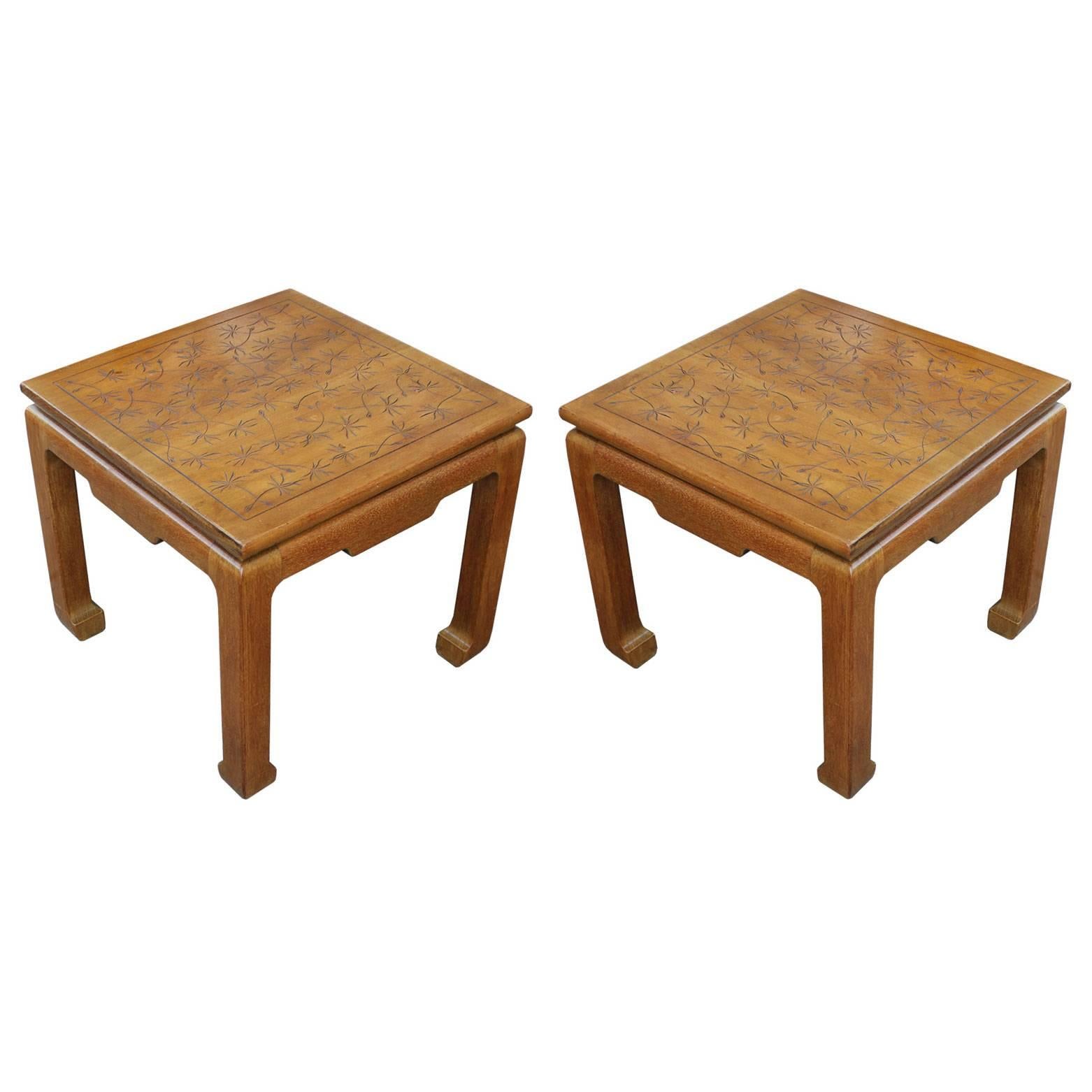 Fabulous Pair of Incised Modern Side Tables by Kittinger with ...