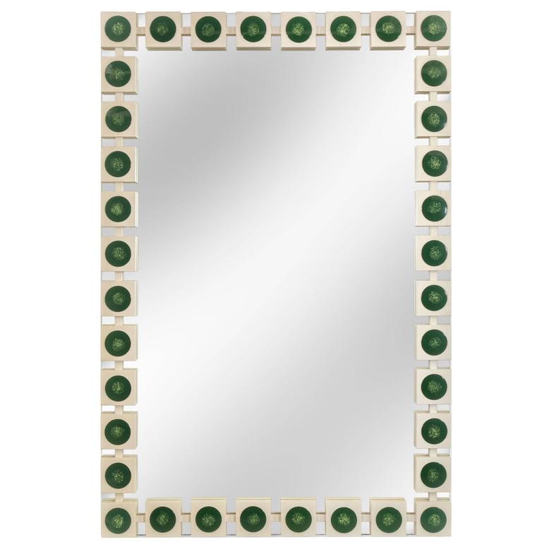 AB Glas and Trä, Swedish Glass, Wood and Enameled Copper Mirror For ...