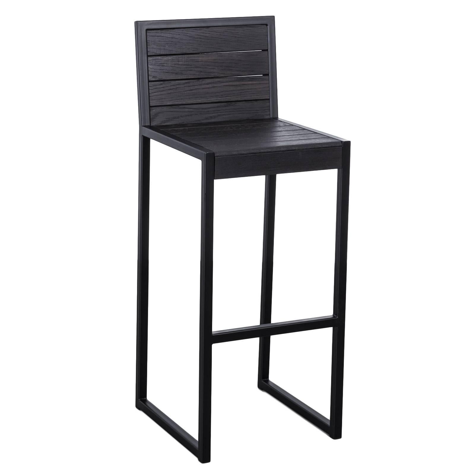 1x1 Barstool by Uhuru Design in Black Steel and Charred Oak For Sale at ...
