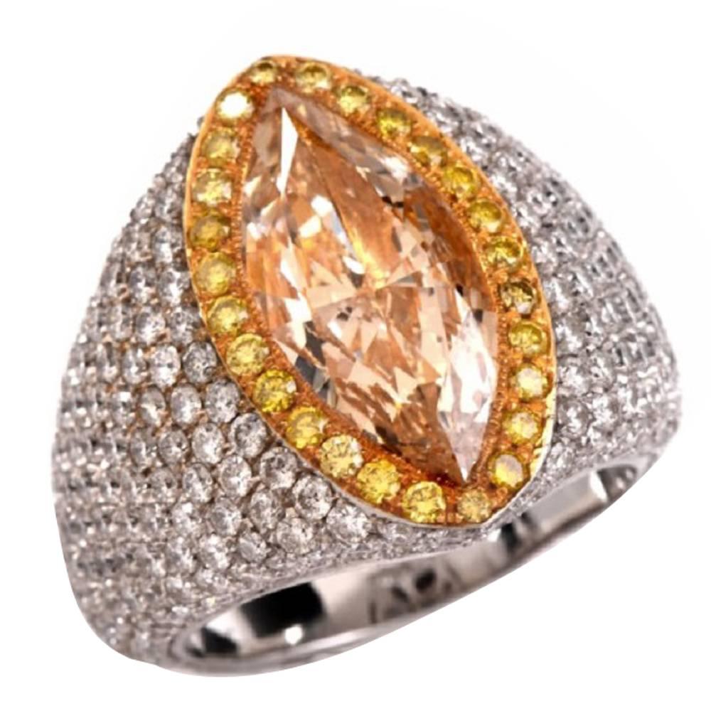 Fancy Yellow Orange Diamond Gold Engagement Ring at 1stDibs
