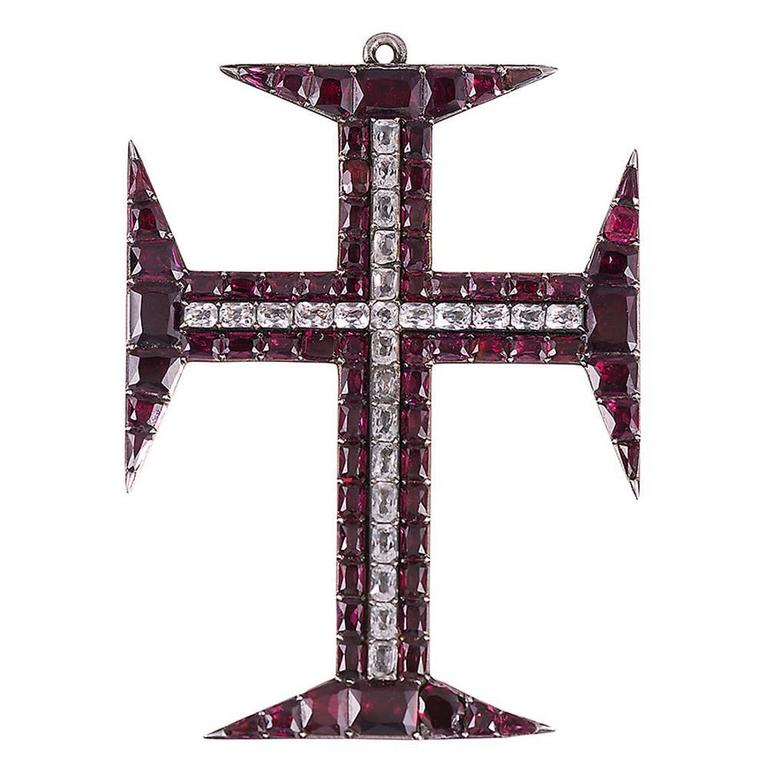 Georgian Garnet and Paste Cross For Sale at 1stdibs