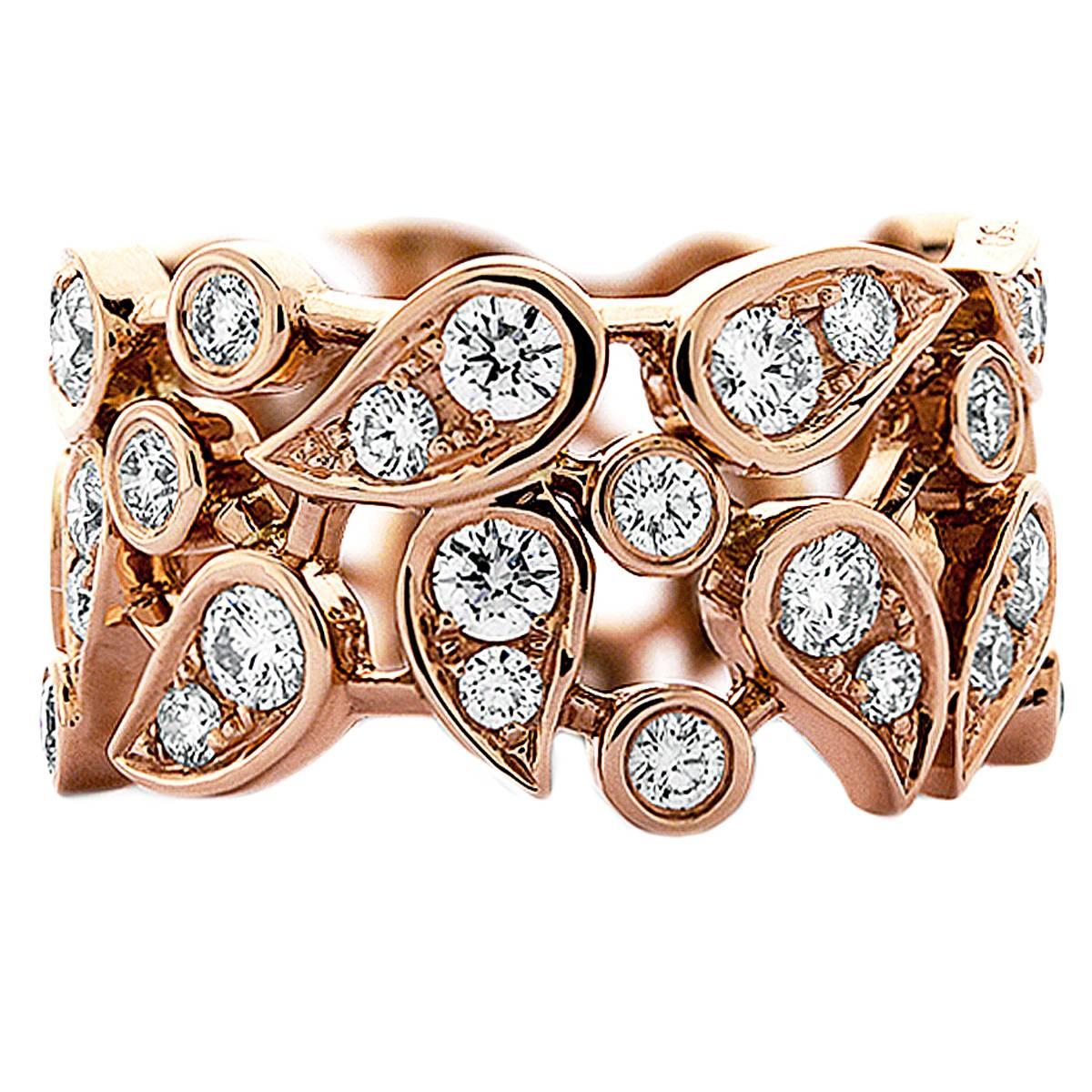 diamond Gold Waterfall Ring For Sale at 1stDibs