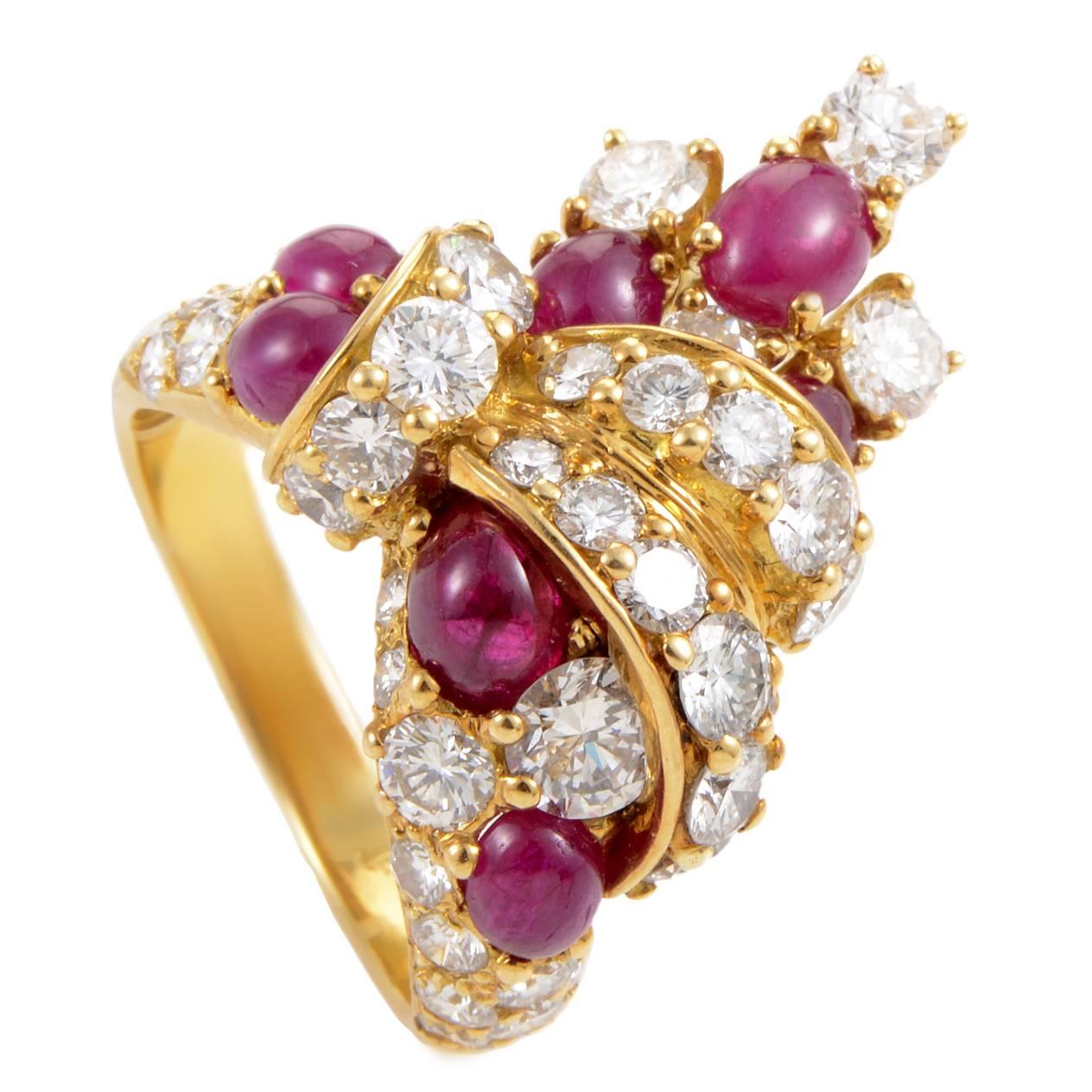 Piaget Ruby Diamond Gold Ring at 1stDibs